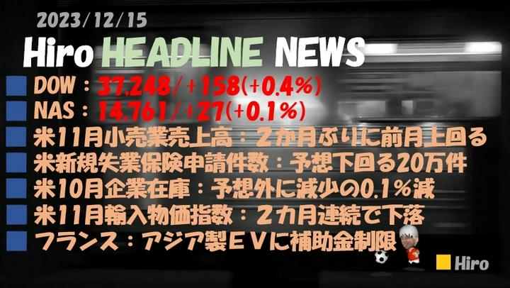 12/15(金)【 Hiro HEADLINE NEWS 】 ... | Hiro Nishmiy | PostPrime
