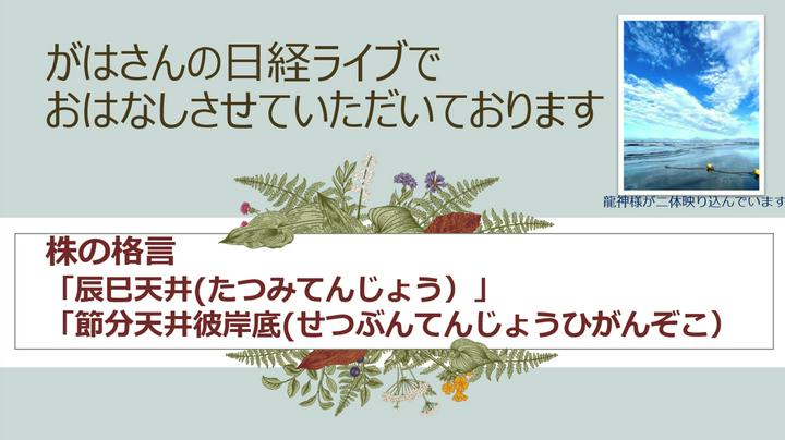 【がはさんの日経ライブでお話しさせていただきました】 月～水 ... | May | PostPrime